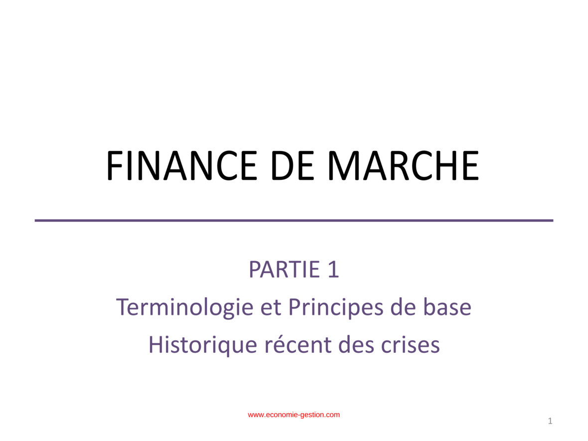 finance de marché cours PDF - principes de base • Eco-Gest